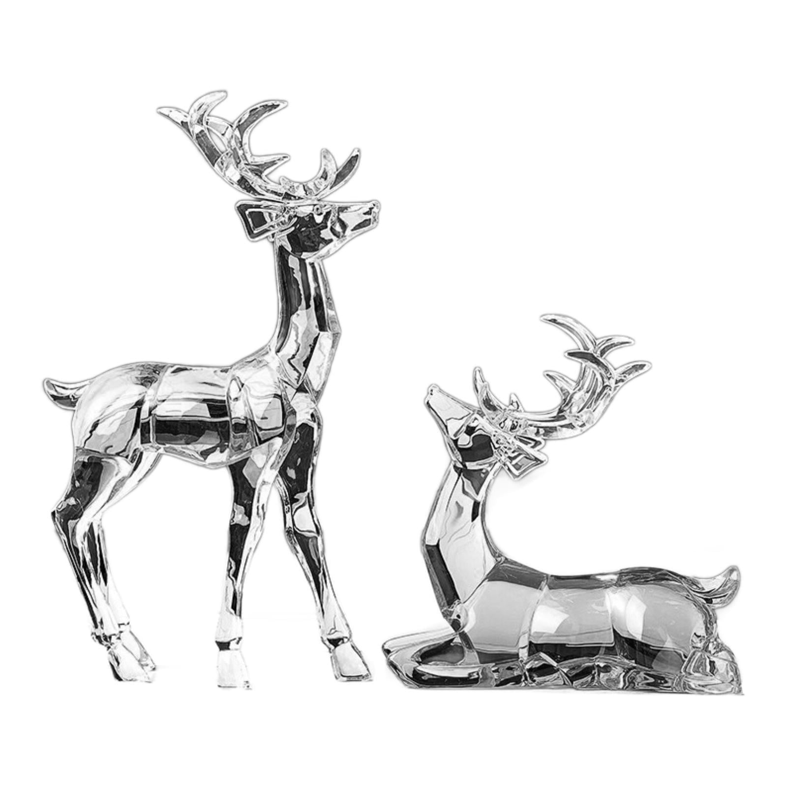 yotijay Acrylic Optical Animal Ornament Deer Statue Gift Artificial ...