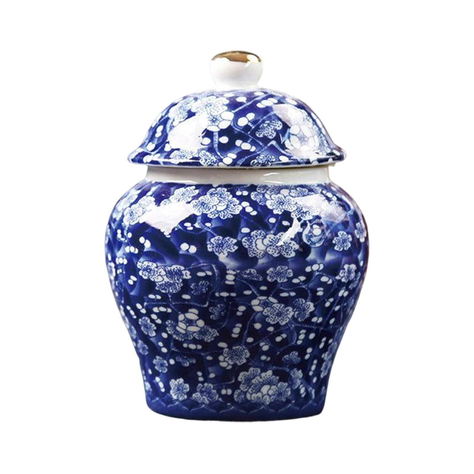 yotijay Ancient Chinese Blue and White Porcelain Ginger Jar Decorative ...