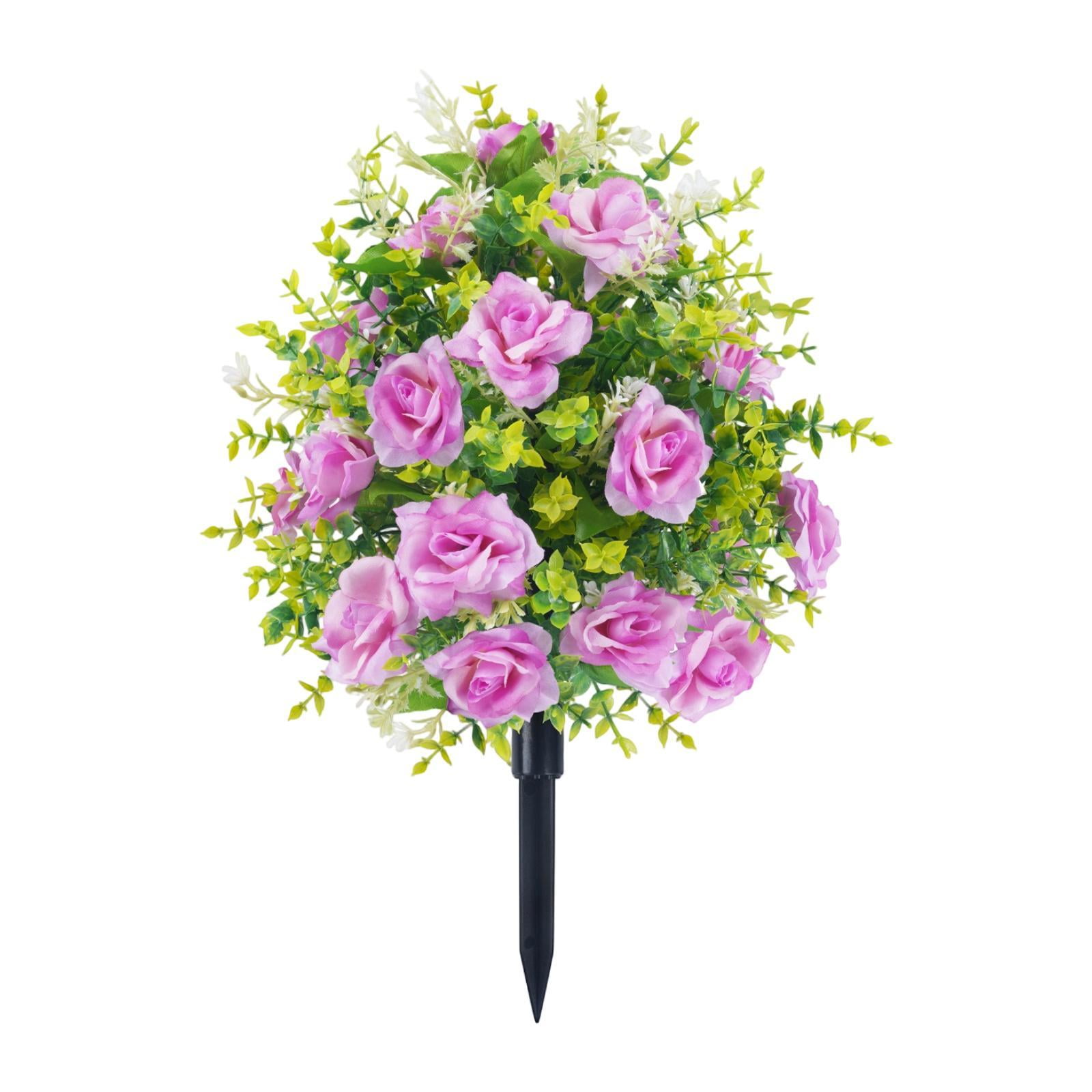 yotijay Artificial Rose Flower Memorial Flower with Ground Spikes ...