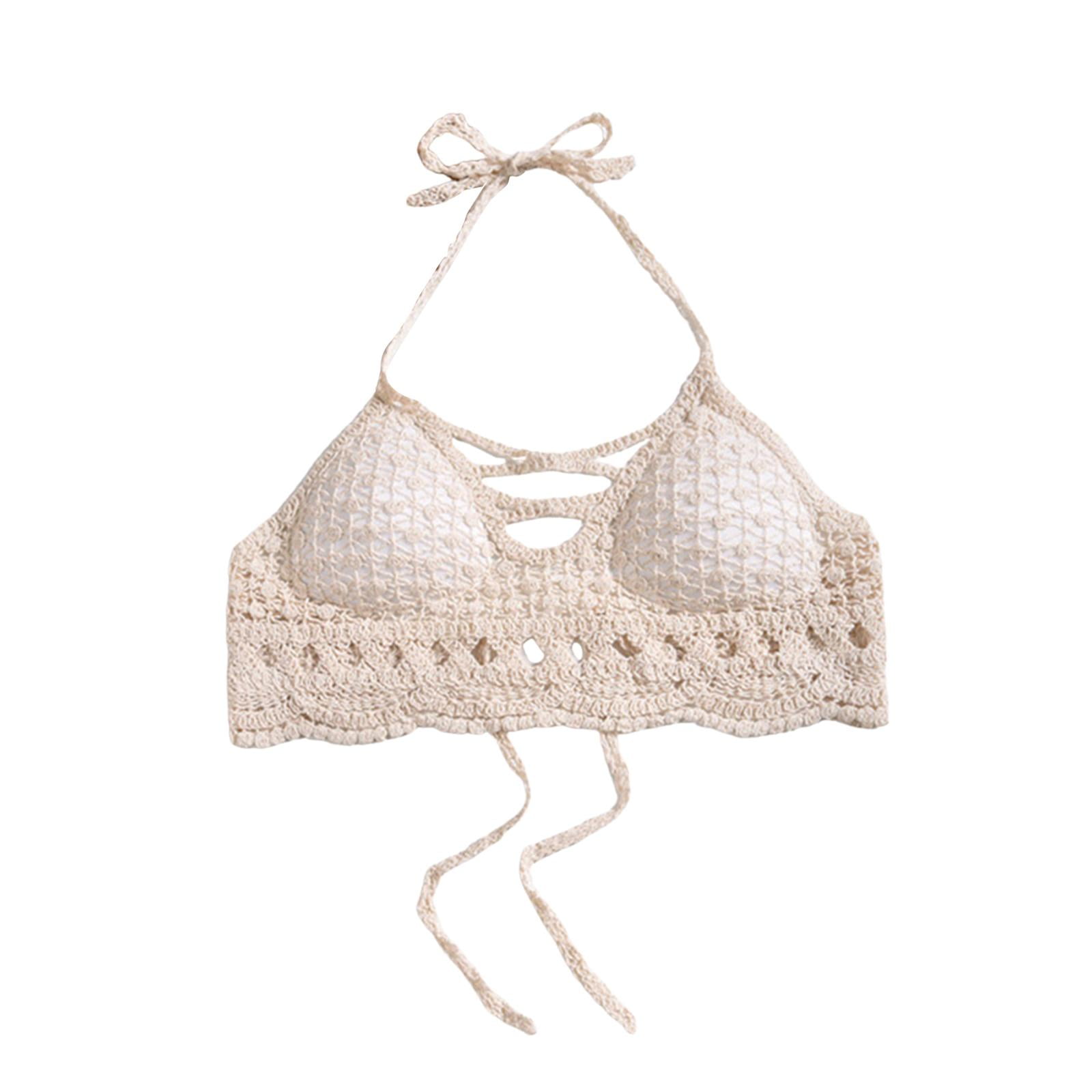 yotijay Beach Crochet Bra with Chest Pad Stylish Backless for Club ...