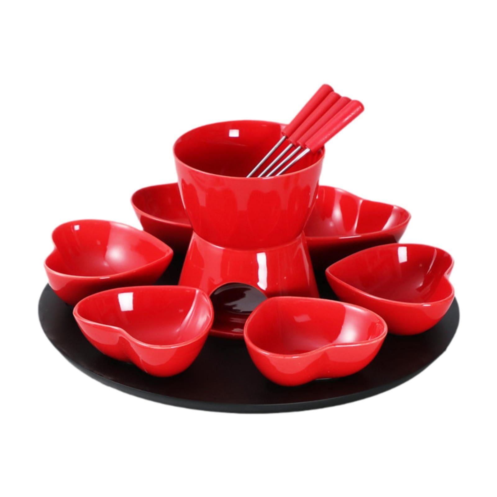yotijay Ceramic Chocolate Hot Pot and Tray with 4 Forks Melt Hot Pot ...