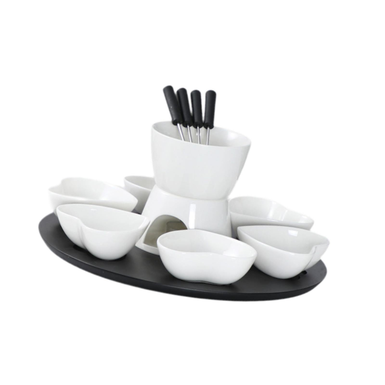 yotijay Ceramic Chocolate Hot Pot and Tray with 4 Forks Melt Hot Pot ...