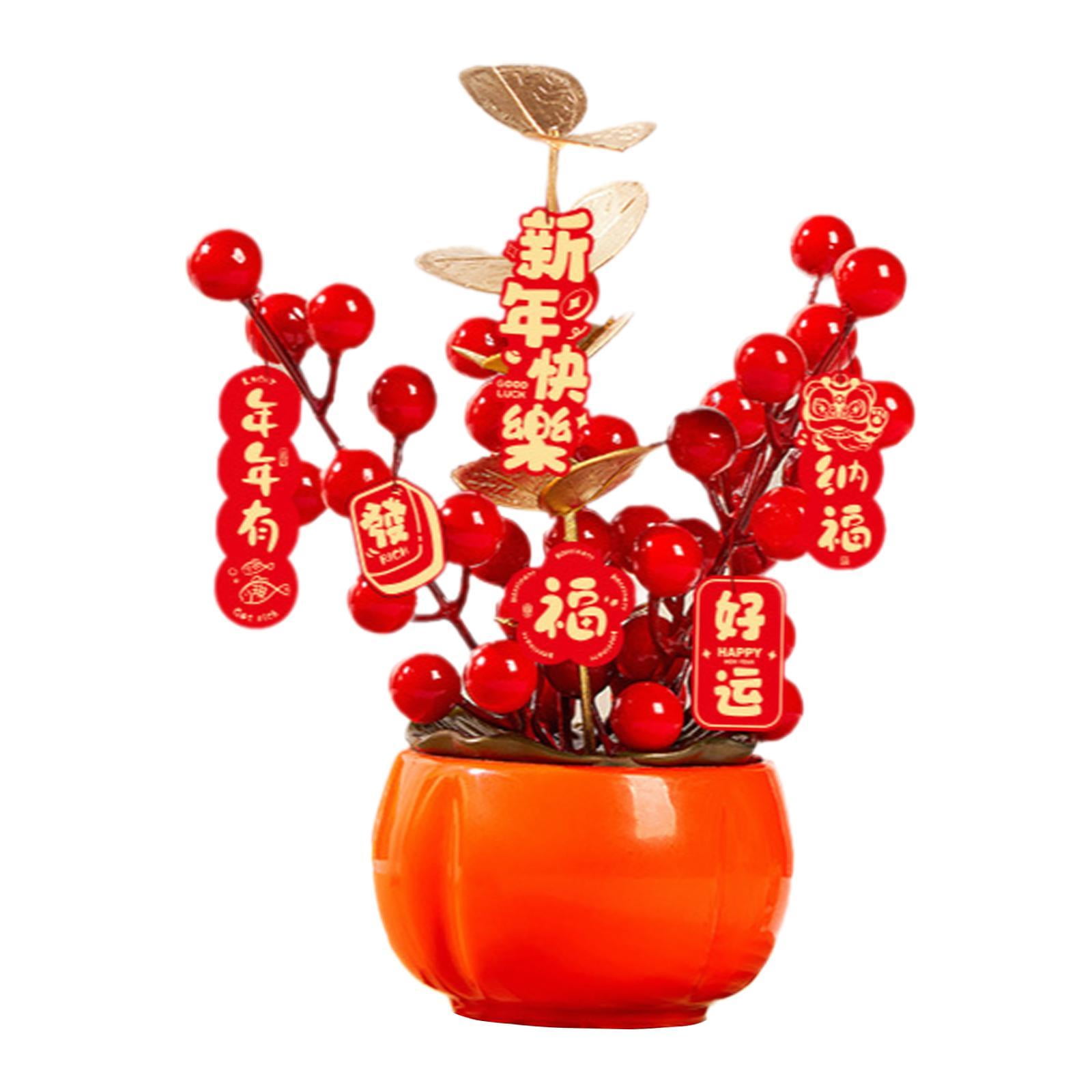 yotijay Chinese Lunar New Year Decoration Fake Flower Blessing Bucket ...