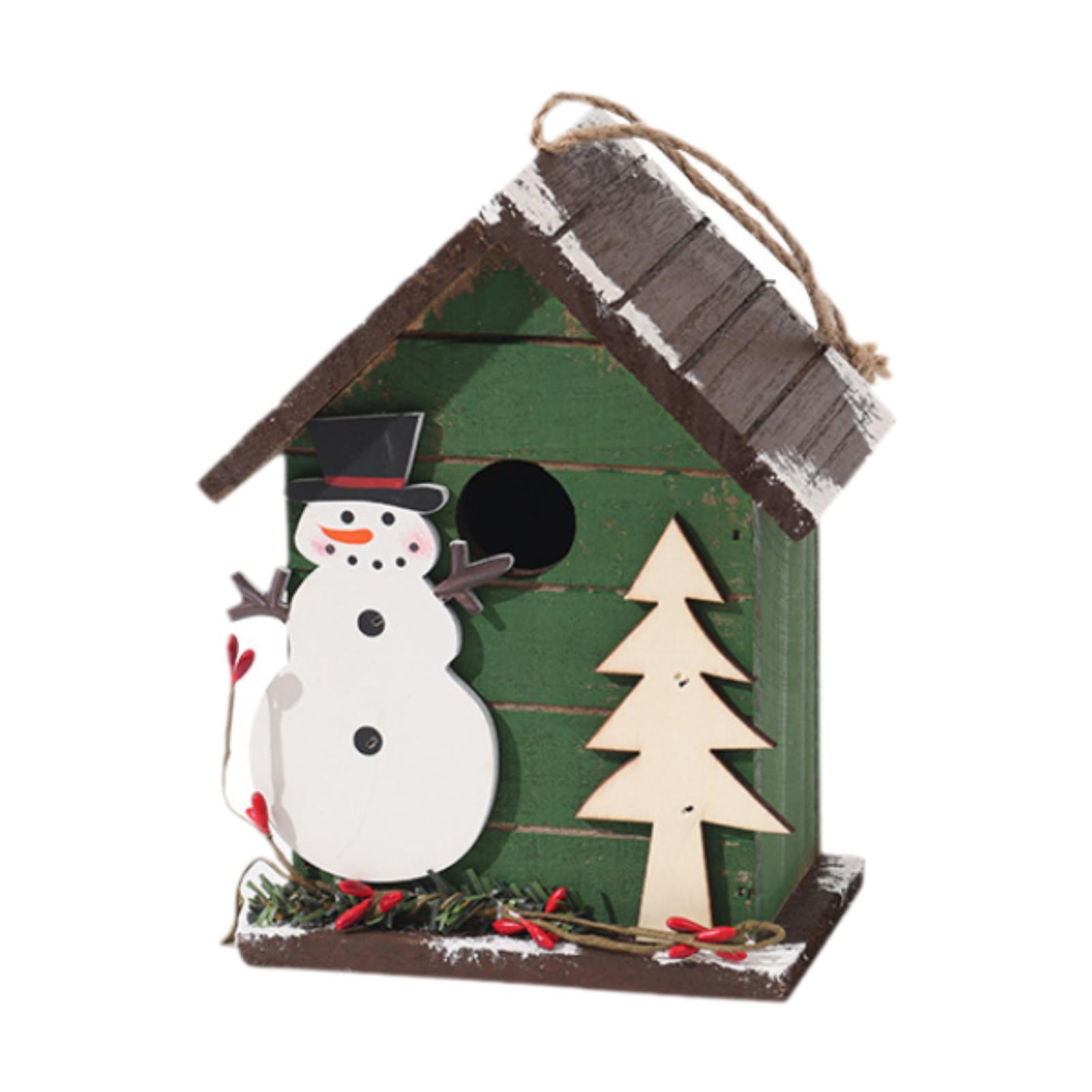 yotijay Christmas Bird House Bird Breeding Box Handpainted Wooden ...