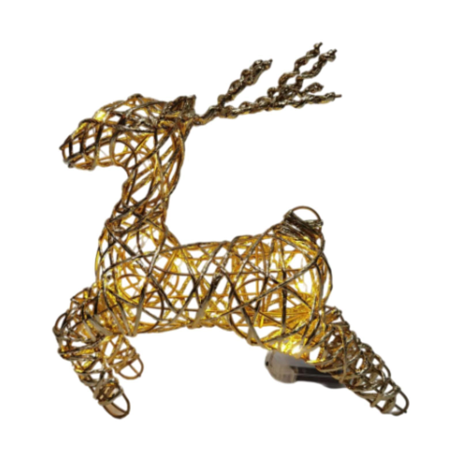 yotijay Christmas Glowing Elk Statue Iron Artwork Craft Collectible ...