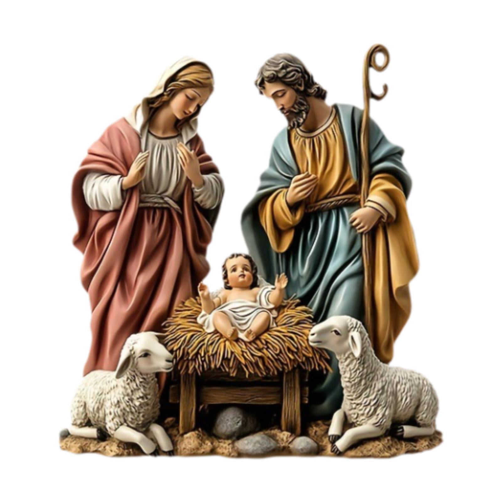 yotijay Christmas Nativity Scene Figurine Birth Ornament of Jesus ...