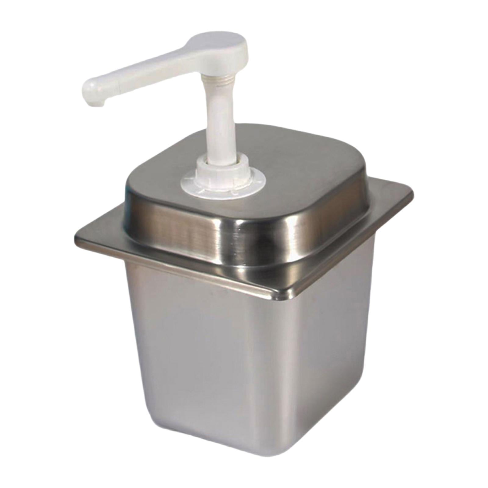 yotijay Coffee Syrup Dispenser 2.3L Seasoning Condiment Stainless Steel Press Detachable 20cc ...