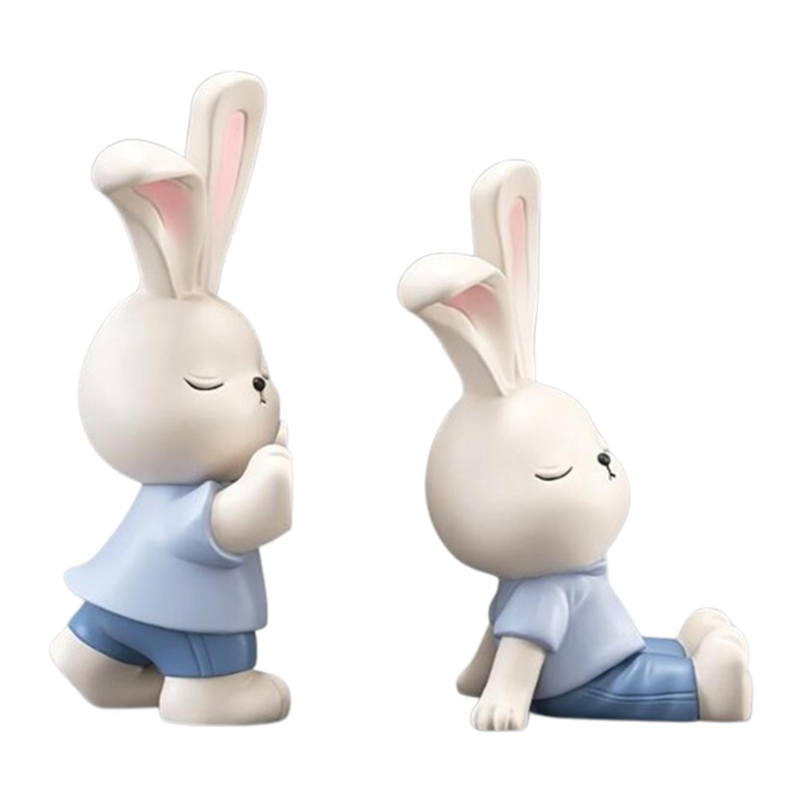 yotijay Cute Rabbits Book Ends Bookshelf Decor Figurine Centerpiece ...