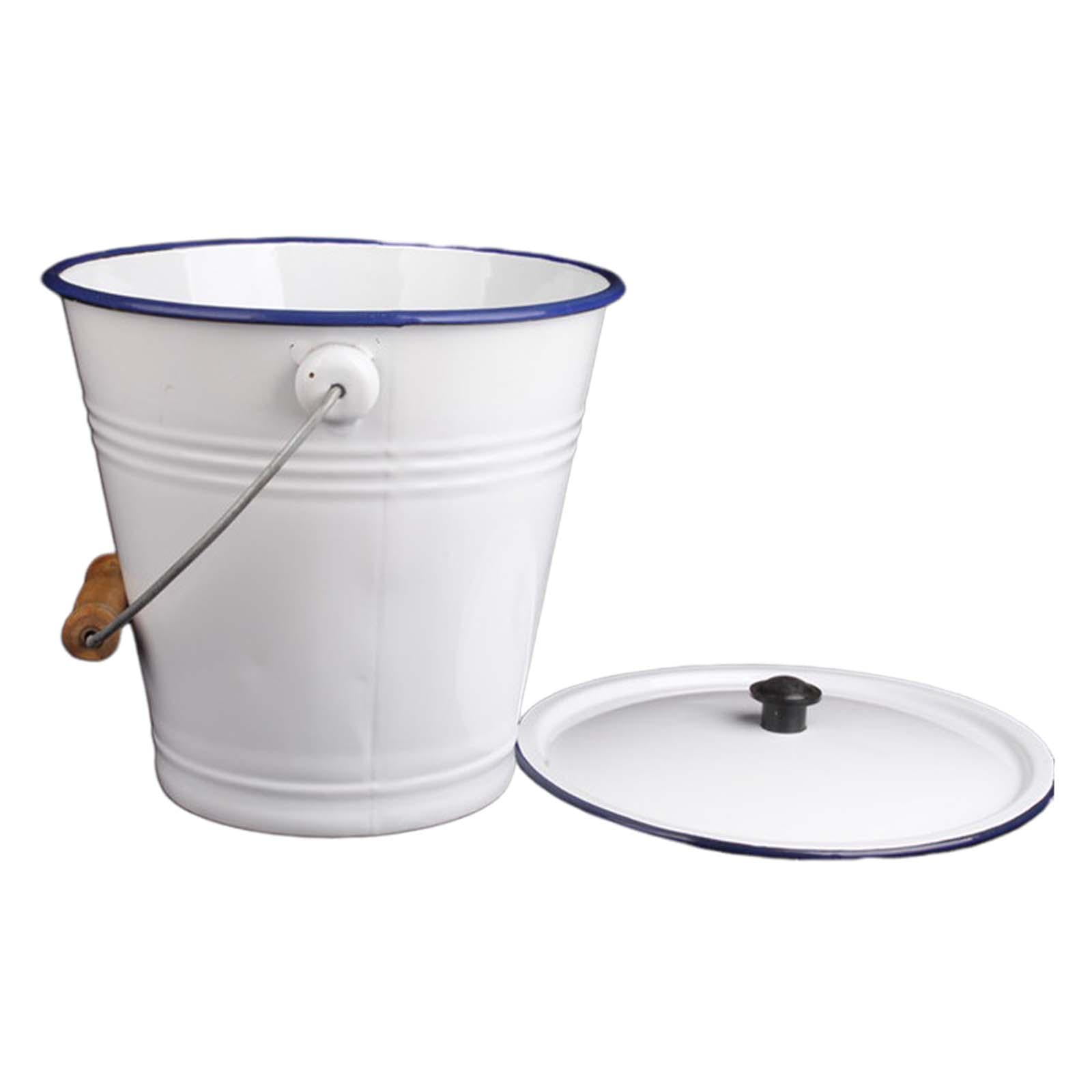 yotijay Enamel Bucket Enamel Bucket White Enamel with Lid Buckets Milk ...