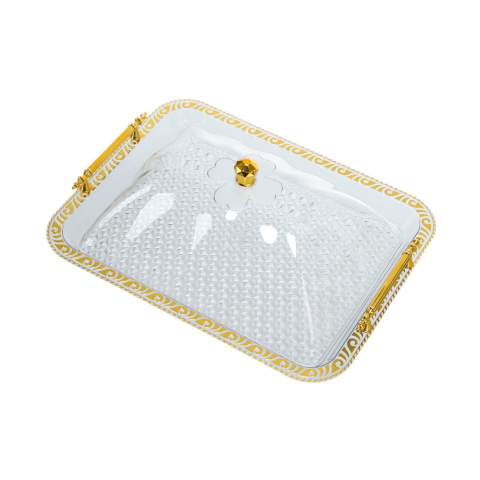 yotijay Fruit Snack Plate with Handle and Lid Food Tray Coffee Table ...