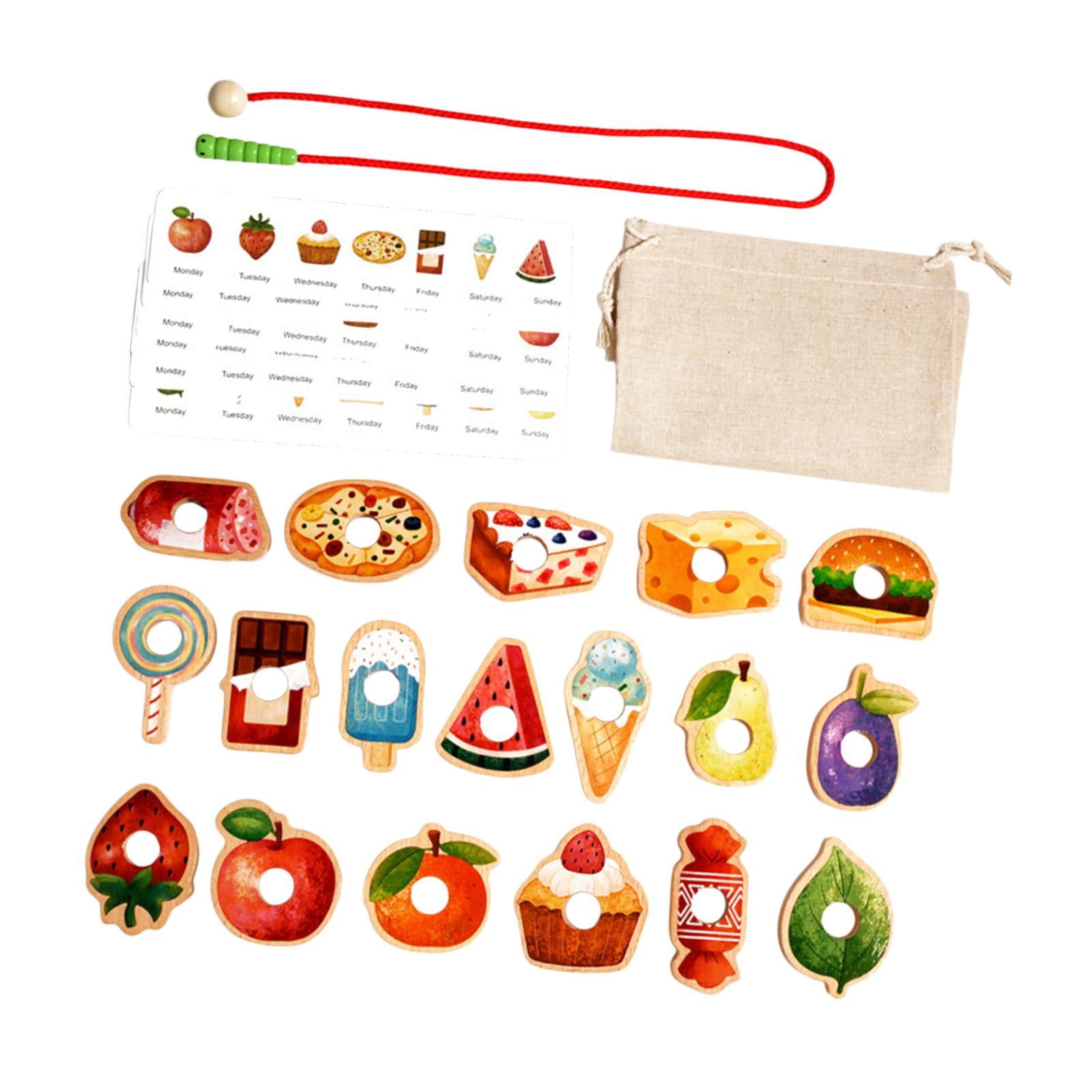 yotijay Lacing Beads Preschool Learning Toy Food Fruit Lacing Toy ...