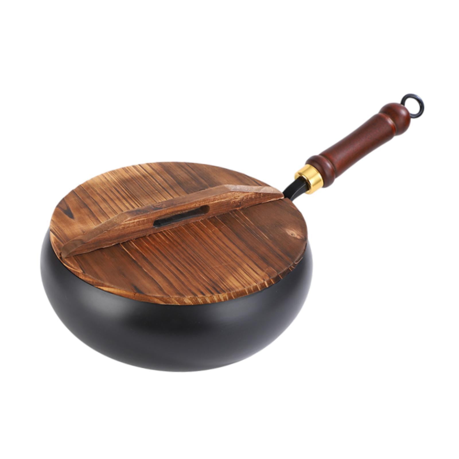 yotijay Nonstick Wok Pan Stir Fry Pan with Wooden Lid Cookware Cooking ...