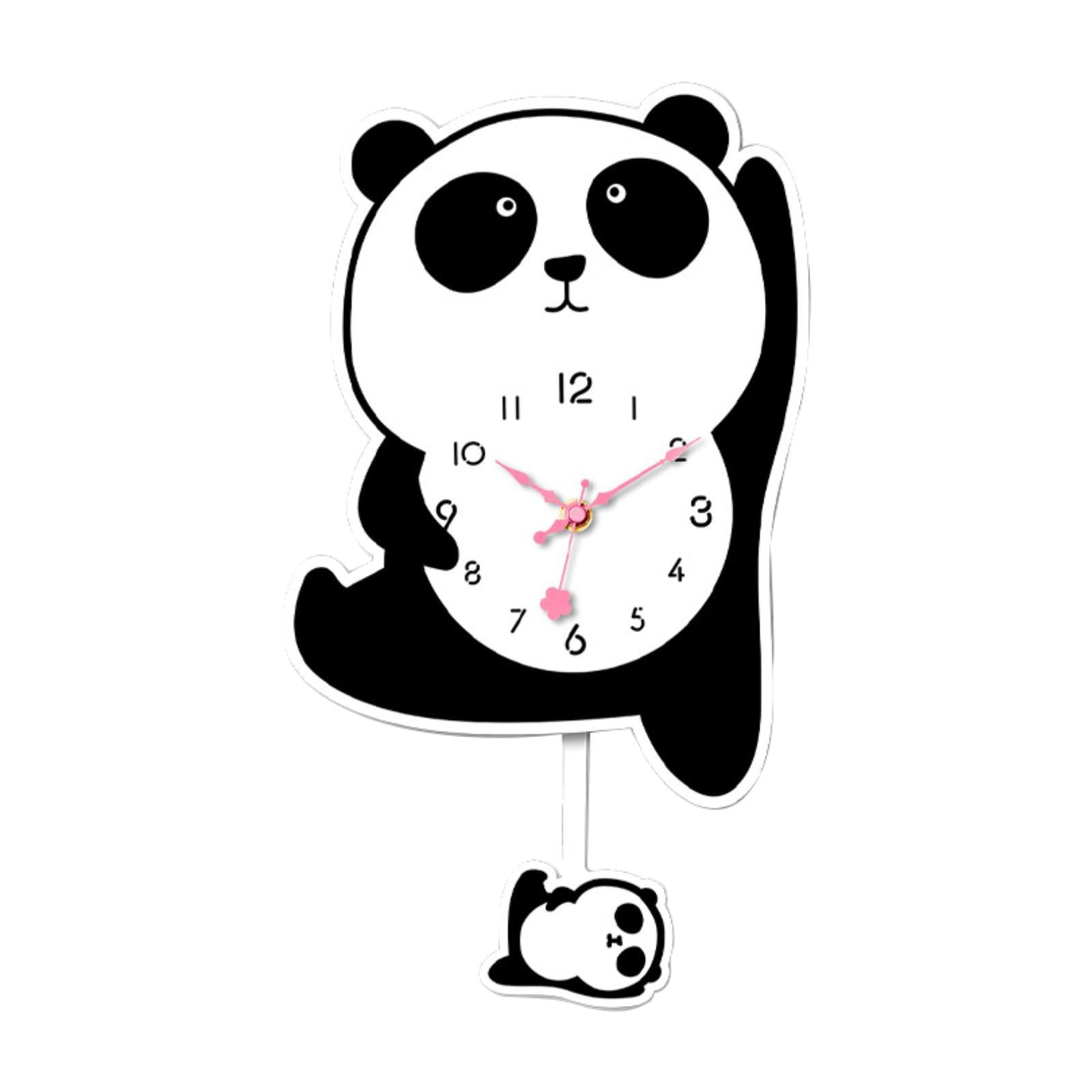 yotijay Panda Pendulum Wall Clock Decorative Clock Cute Wall Hanging ...
