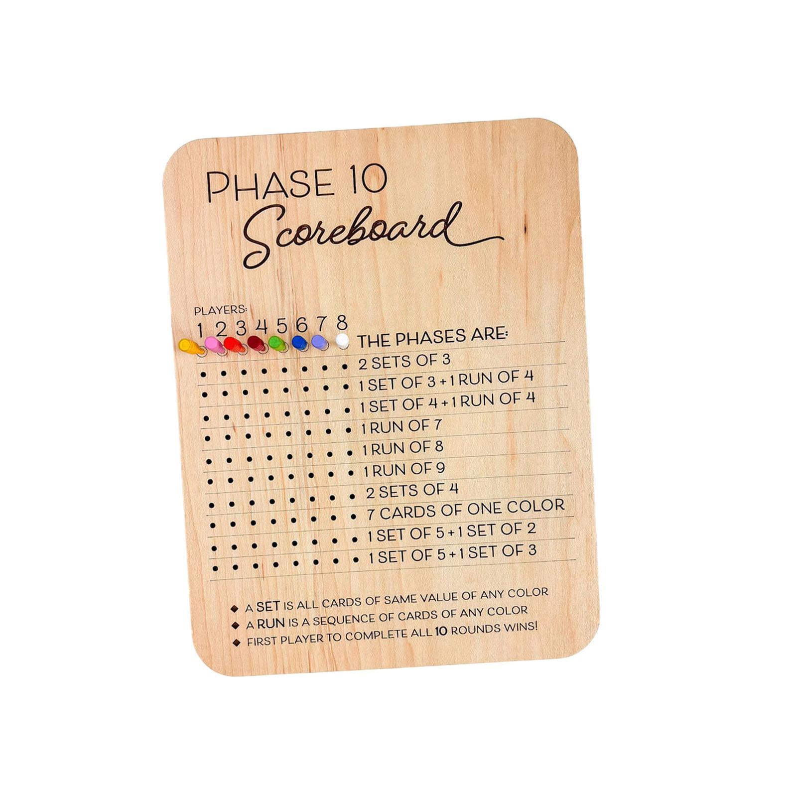 yotijay Phase Ten Score Board Multipurpose Wooden Phase Ten Scoreboard ...