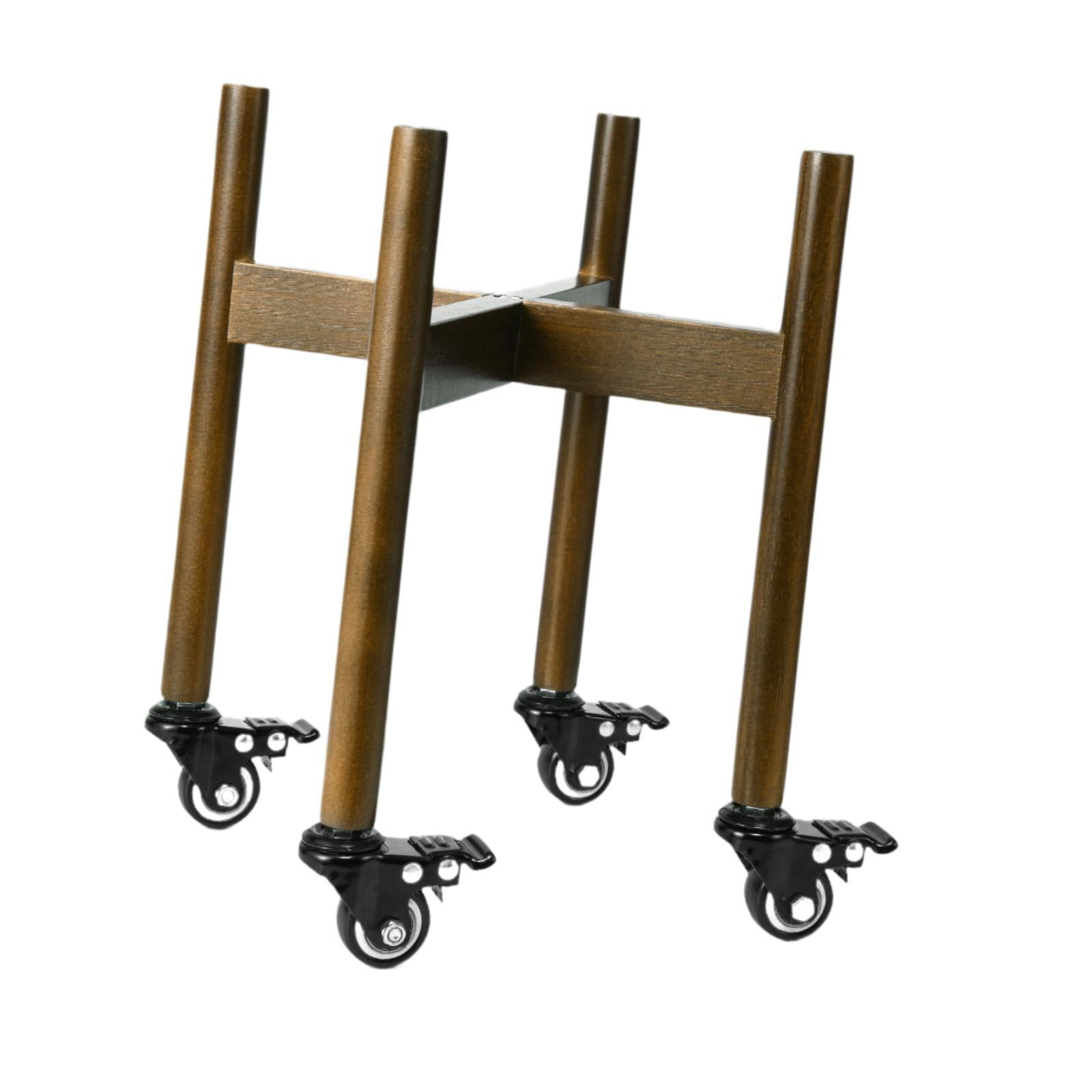 yotijay Plant Stand with Wheels Mobile Pot Rack Wood Potted Plant ...