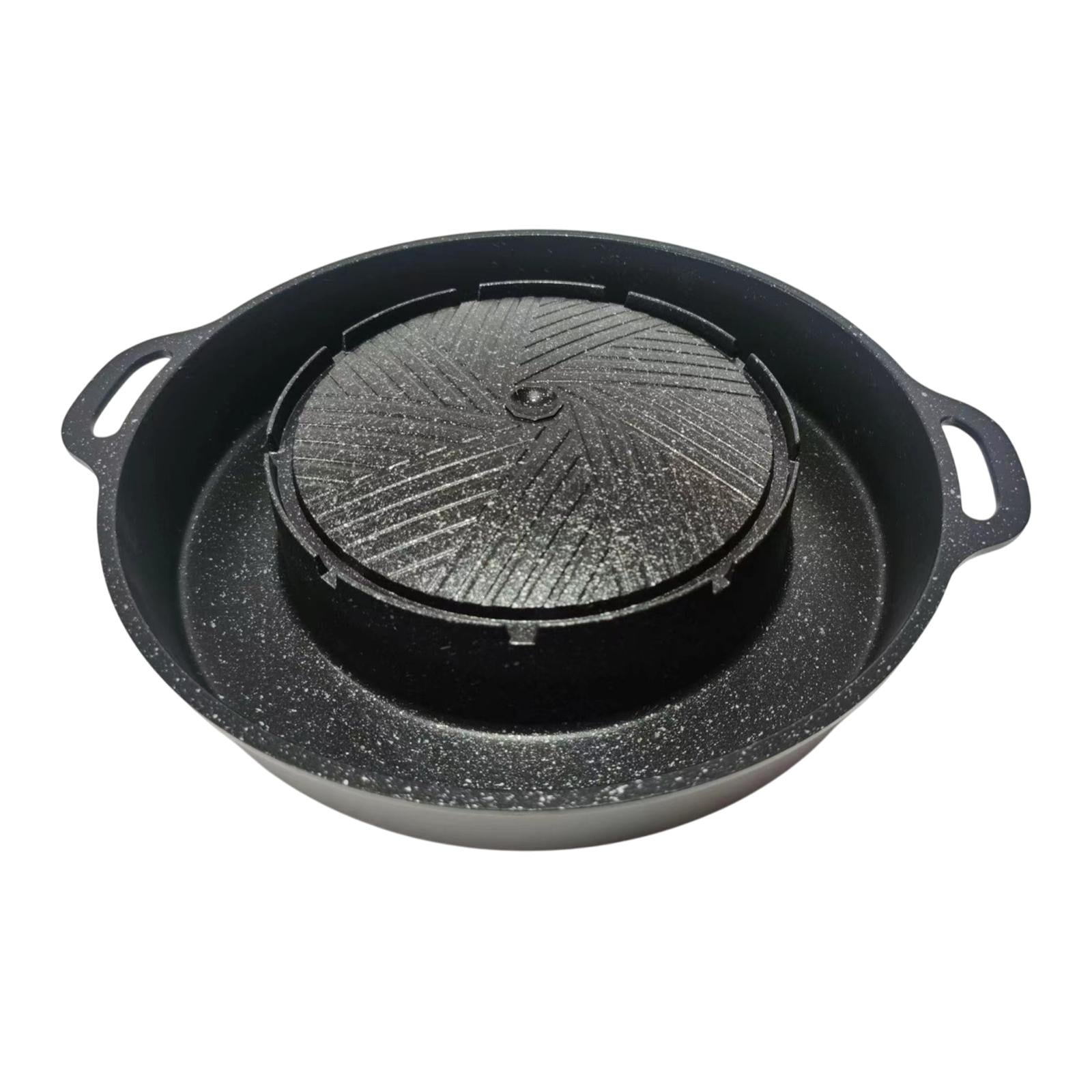 yotijay Round Grill Pan 2 in 1 Portable Multifunctional Hot Pot BBQ ...