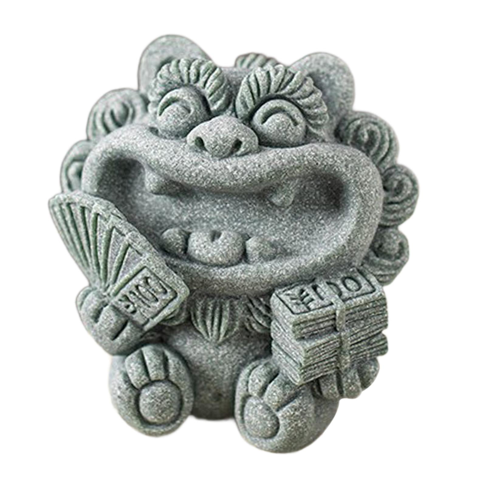 yotijay Stone Lion Figurine Miniature Lion Desktop Decorations ...