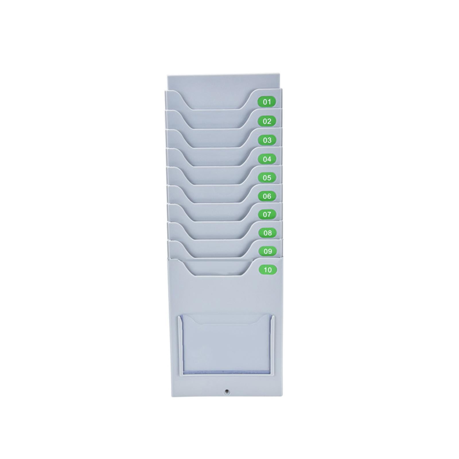 yotijay Time Cards Rack Outdoor Gray with 10 Pocket Slot Attendance ...