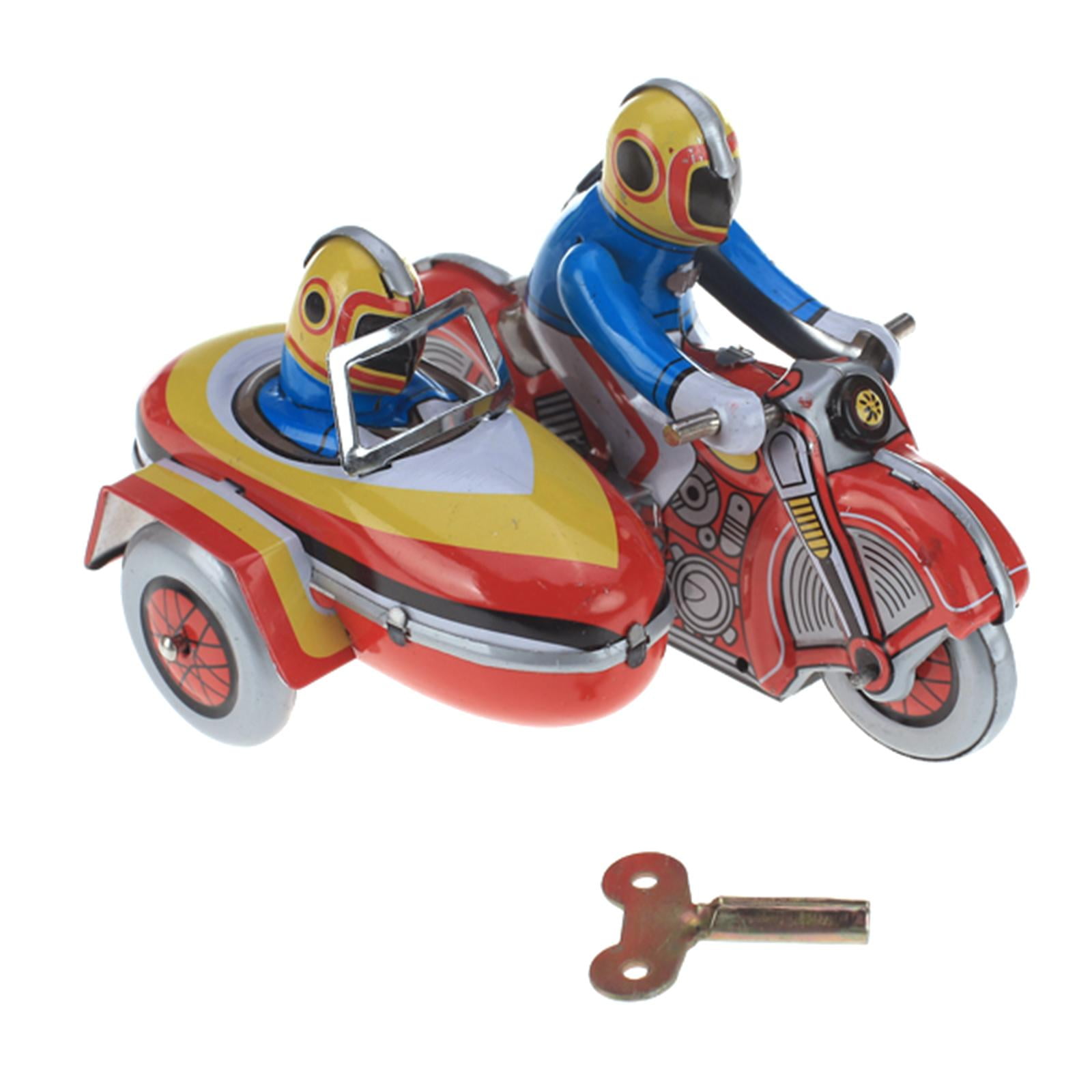 yotijay VINTAGE TIN TOY WIND UP CLOCKWORK Motorcycle MOTOR BIKE & SIDE ...