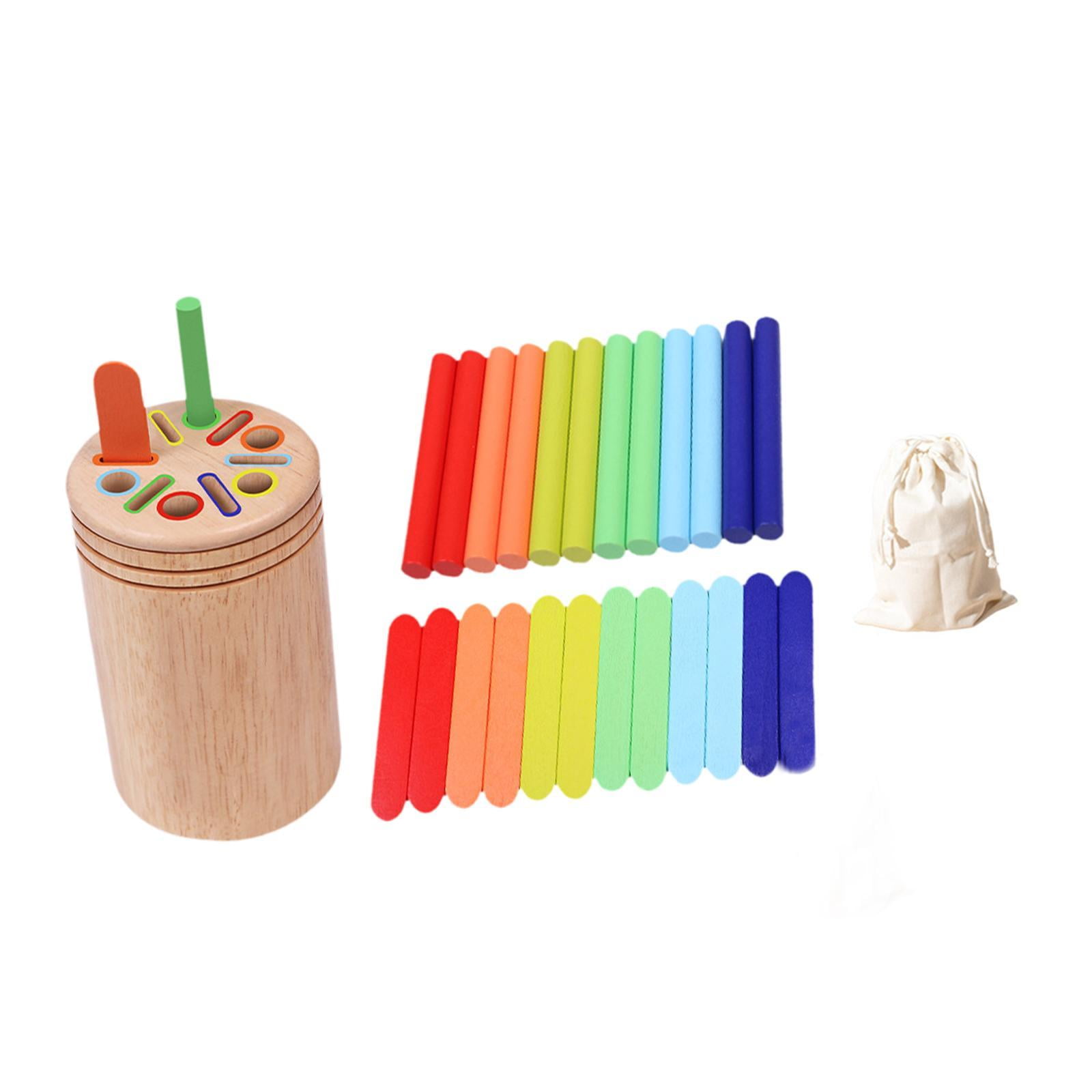 yotijay Wooden Balancing Stick Matching Toys Color Sorting Sticks for ...