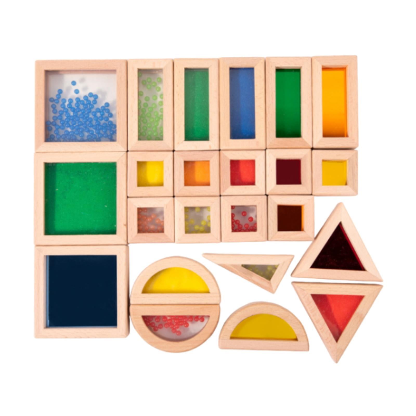 yotijay Wooden Building Blocks Geometry Wooden Blocks,Sturdy,Sensory ...