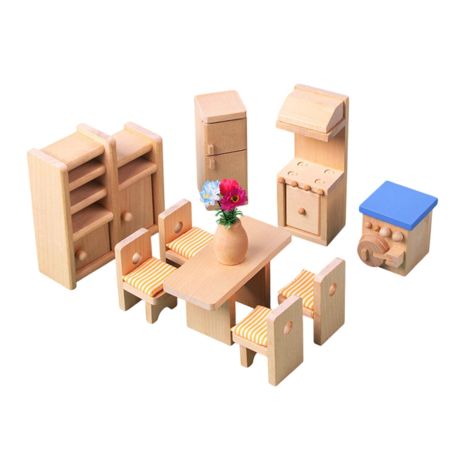 yotijay Wooden Dollhouse Furniture Set Miniature Furniture Toys for ...