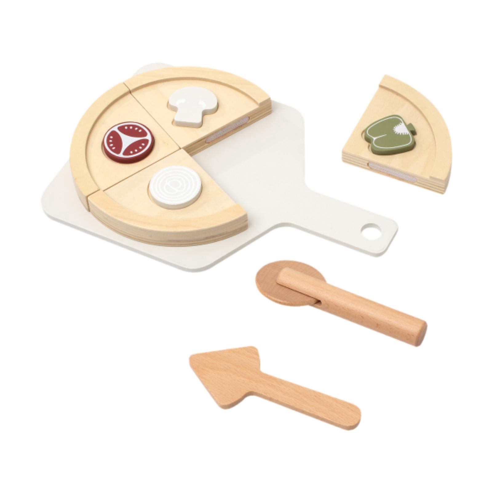 yotijay Wooden Pizza Toy Playset Kitchen Toy Role Play for Boys Girls ...