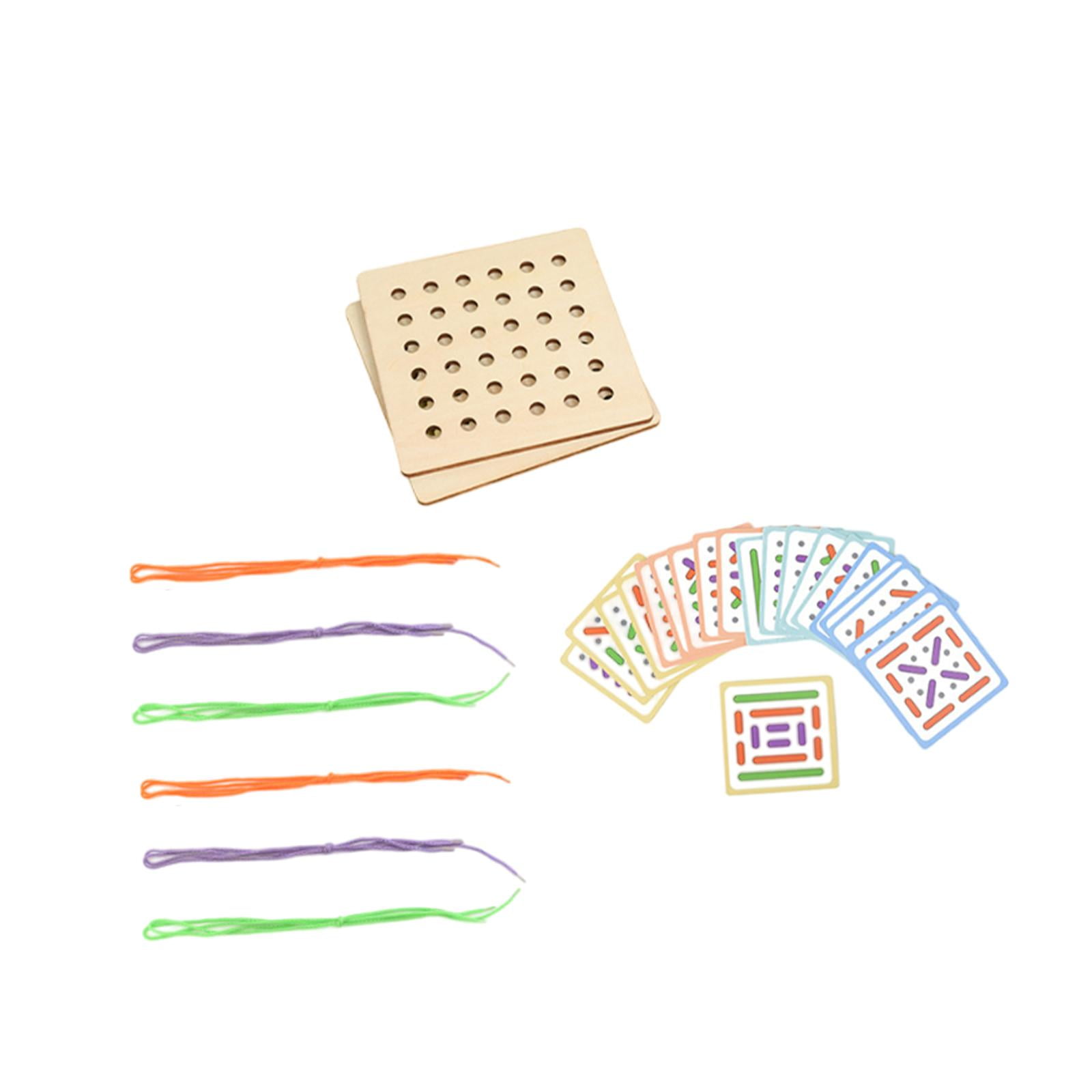 yotijay Wooden Threading Toy Lacing Shapes Early Learning Double Sided ...