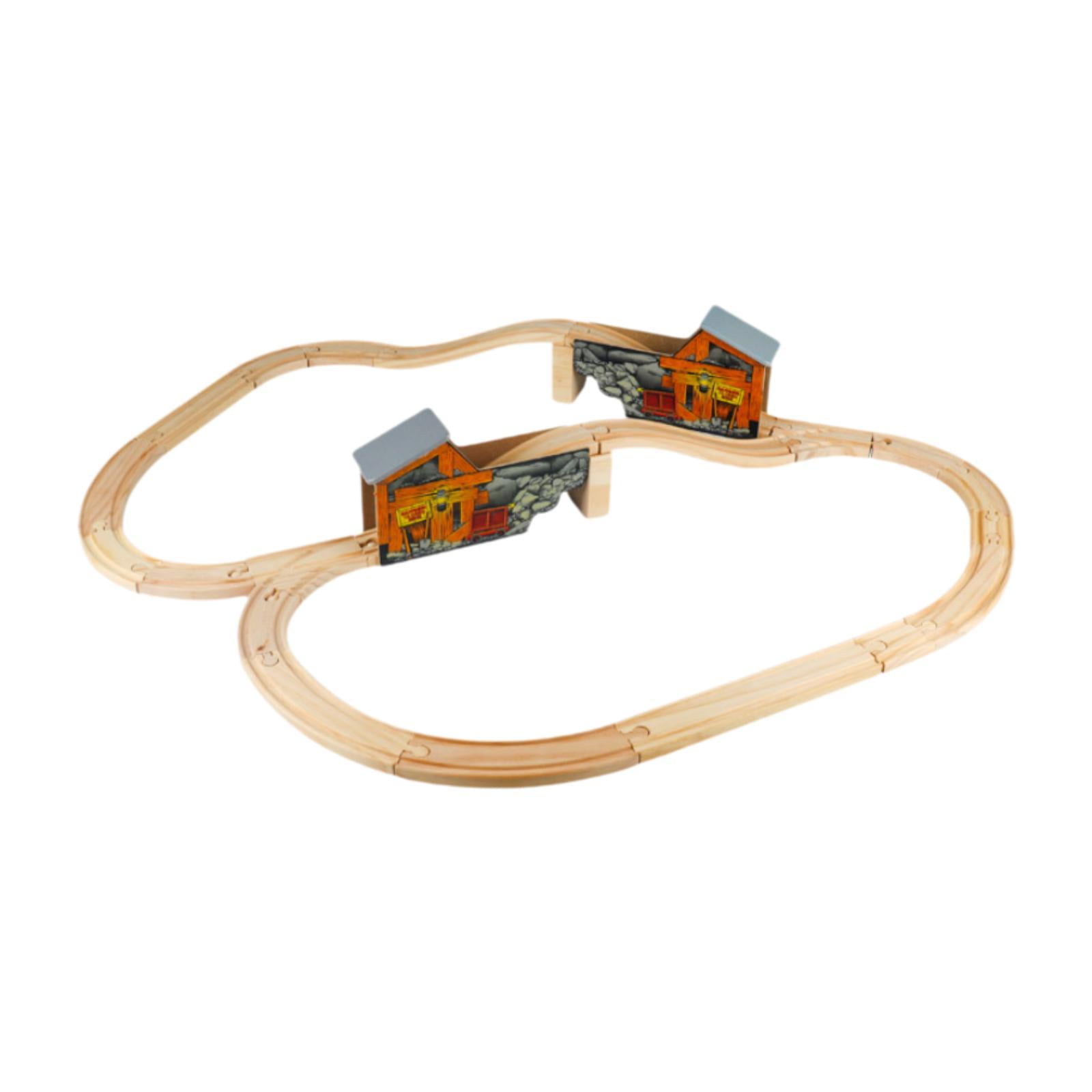 yotijay Wooden Train and Track Sets Preschool Learning Toy for ...