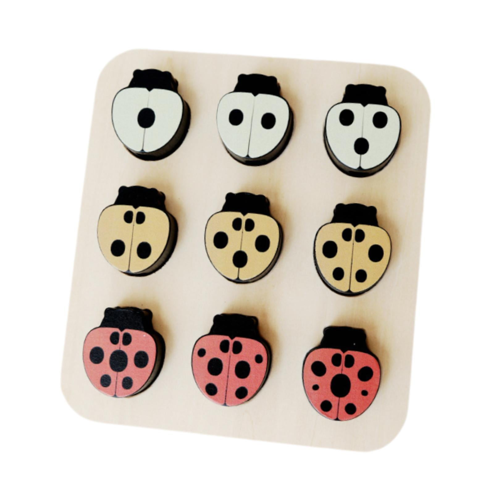 yotijay Wooden Tray Ladybug Puzzle Brain Game Counting Toy for Kids ...