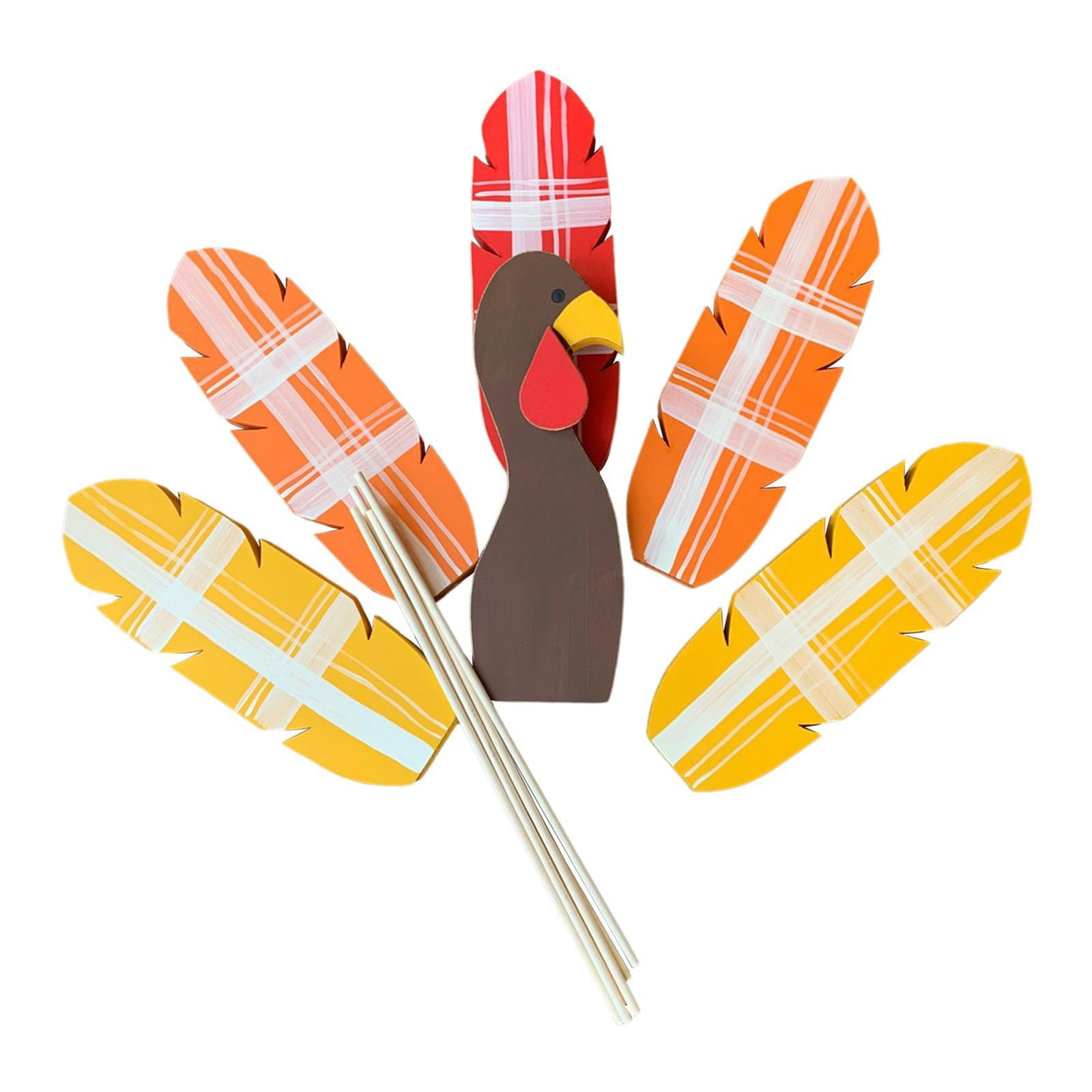 yotijay Wooden Turkey Planter Sticks Flowerpot Decor Insert for Garden ...