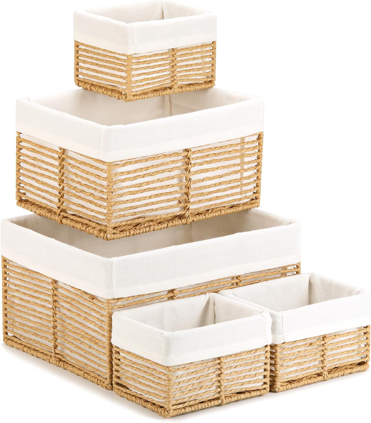 yqtdcki Wicker Storage Basket 6 Pack Baskets for Organizing Wicker ...