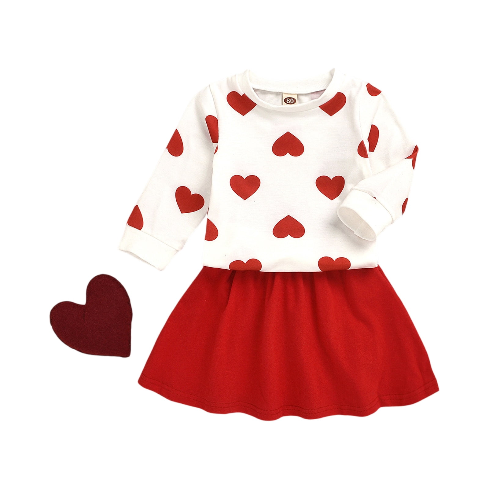 yuCgh Girls' Valentine Dress Set Long Sleeve 2-Piece Outfit for ...