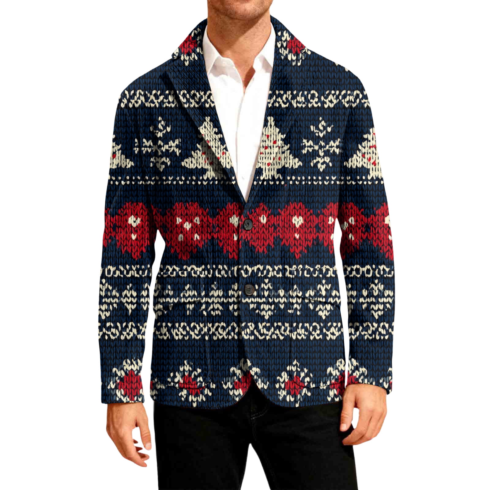 yuCgh Men's Business Casual Christmas Print Corduroy Jacket, Festive ...