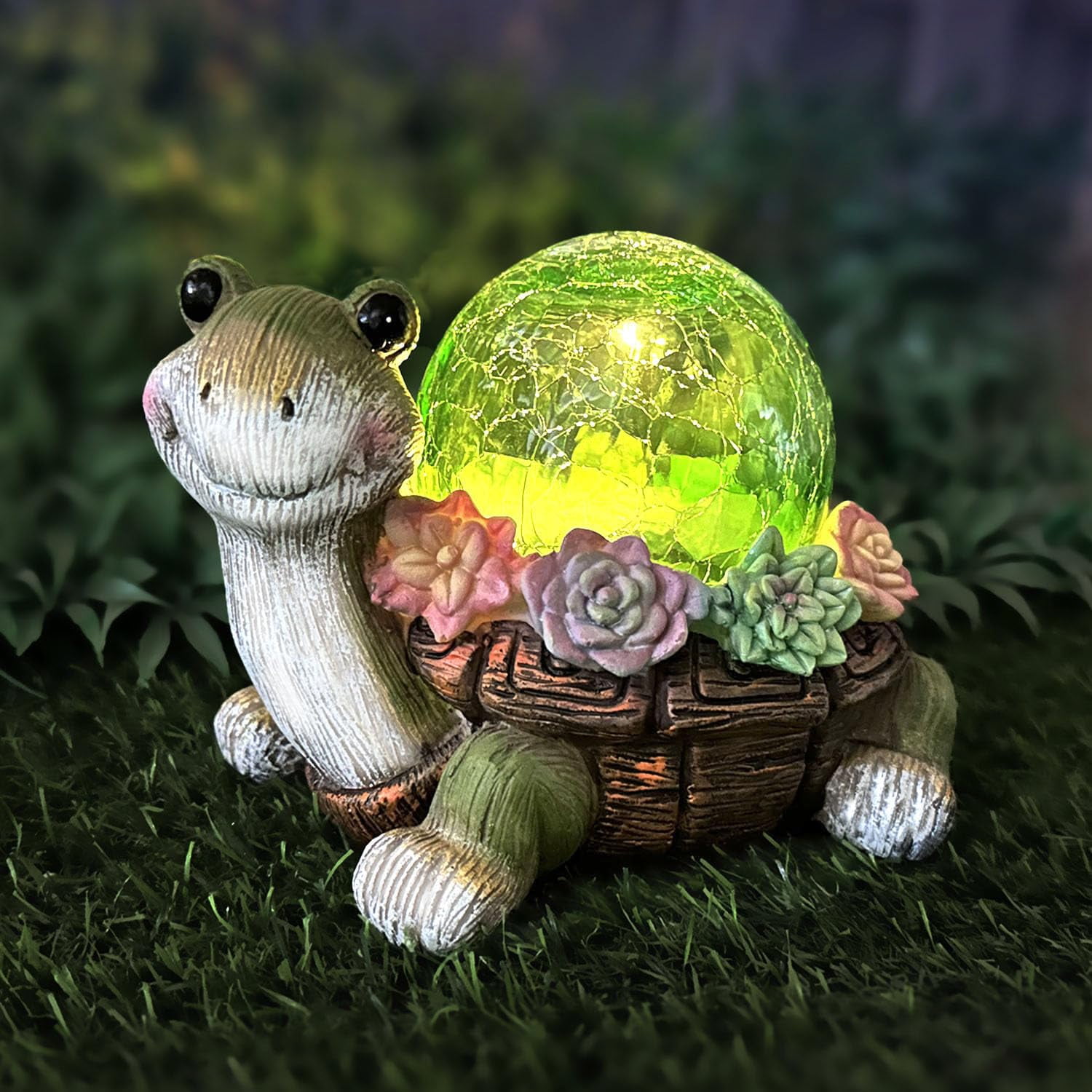 yuanwimey Solar Garden Statues Loving Turtle Garden Decor Lights for ...