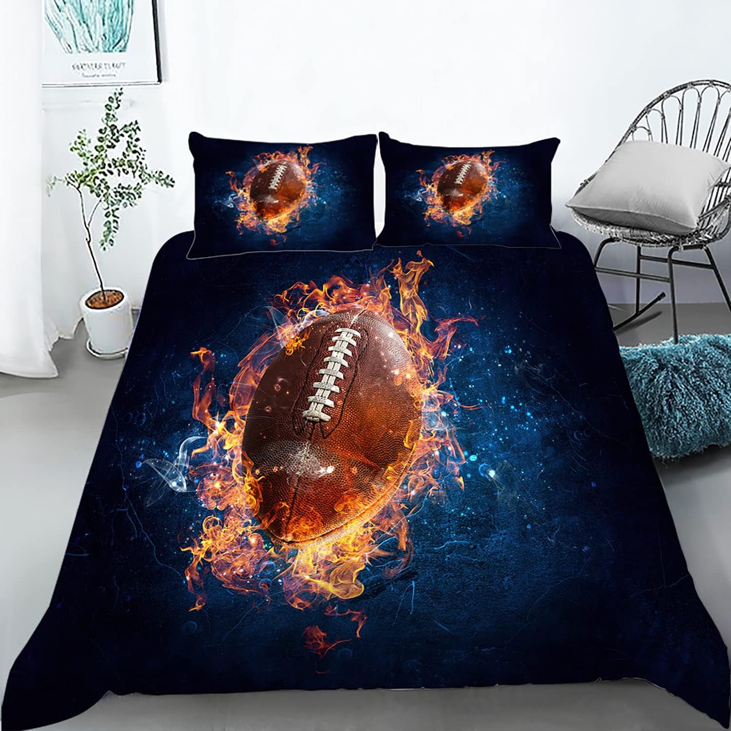 yuechang Contemporary 3-Pieces 3D Football Print Comforter Bedding Sets ...