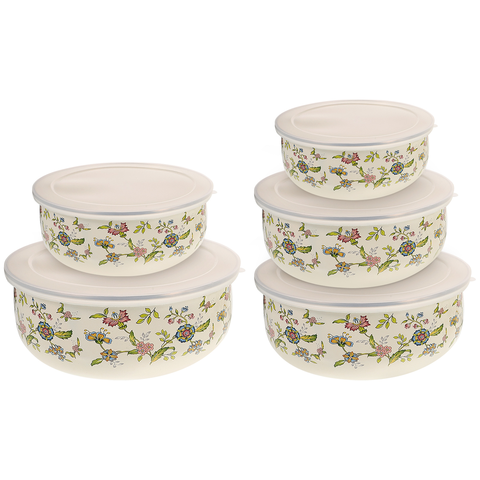 yuehuaidai 5pcs Mixing Bowl Set Multi-sized Fruit Bowls Reusable Enamel ...