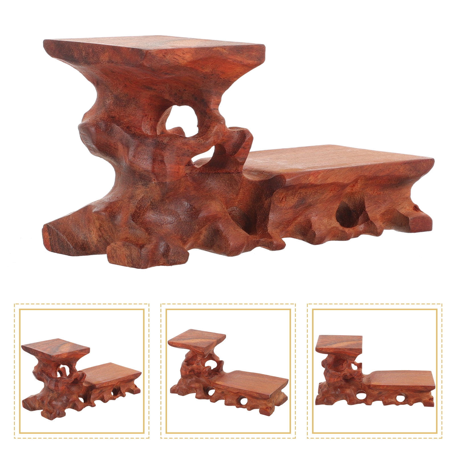 ULTNICE Pedestal Stand Display Base Dark Red Wood 1Pcs 5.1x2.4x1.9in ...
