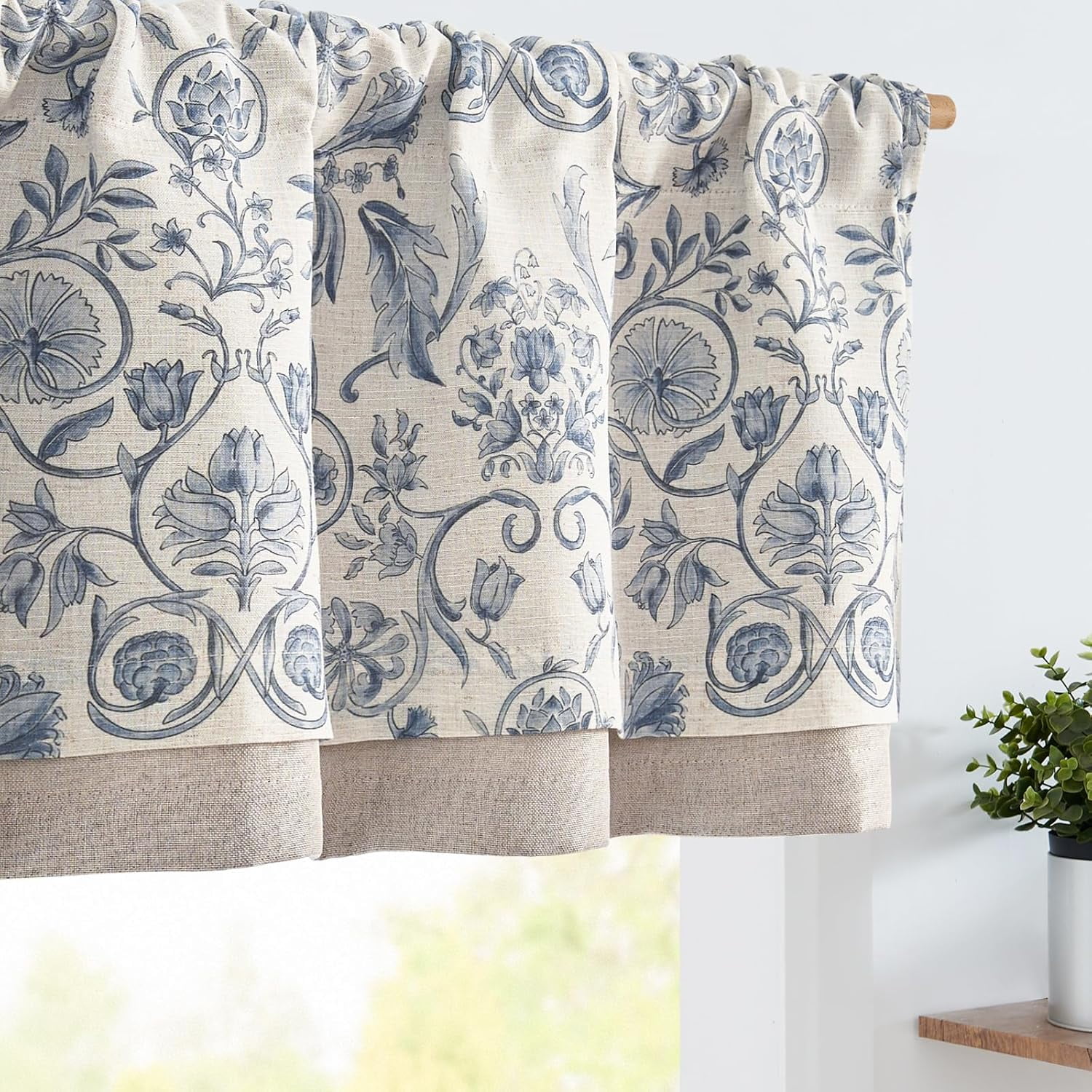xufxs DXQPIOA Valance Curtain for Vintage Damask Floral Blackout ...