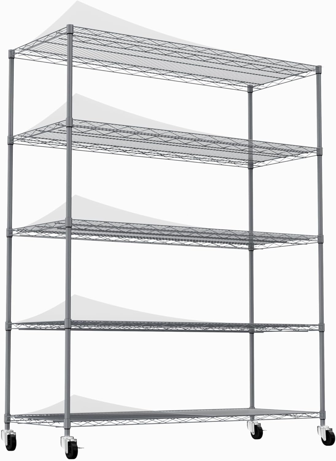 yuibhjk Adjustable 5-Tier Metal Shelving Unit with Wheels Heavy Duty ...