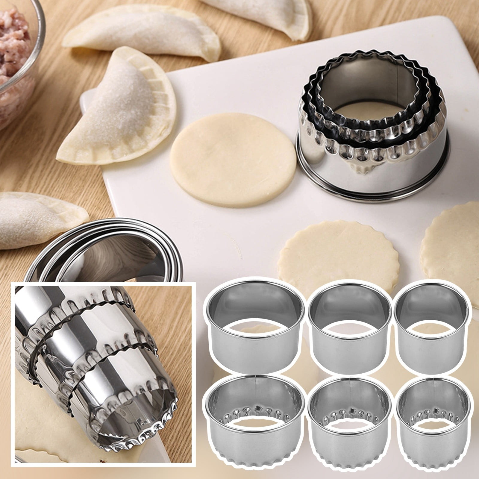 yujian Kitchen Essentials Stainless Steel Dumpling Skin Six Piece Set ...