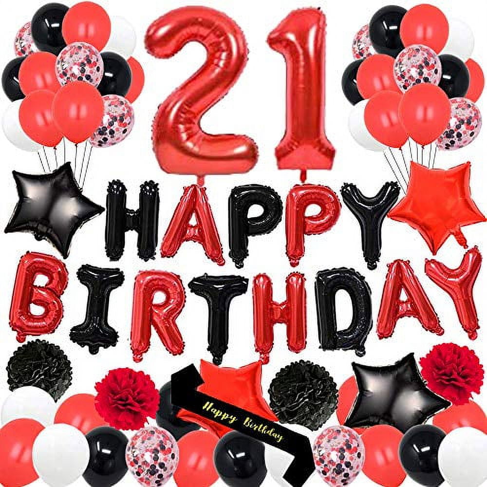 yujiaonly 21st Birthday Party Decorations-Happy Birthday Foil Ballons ...