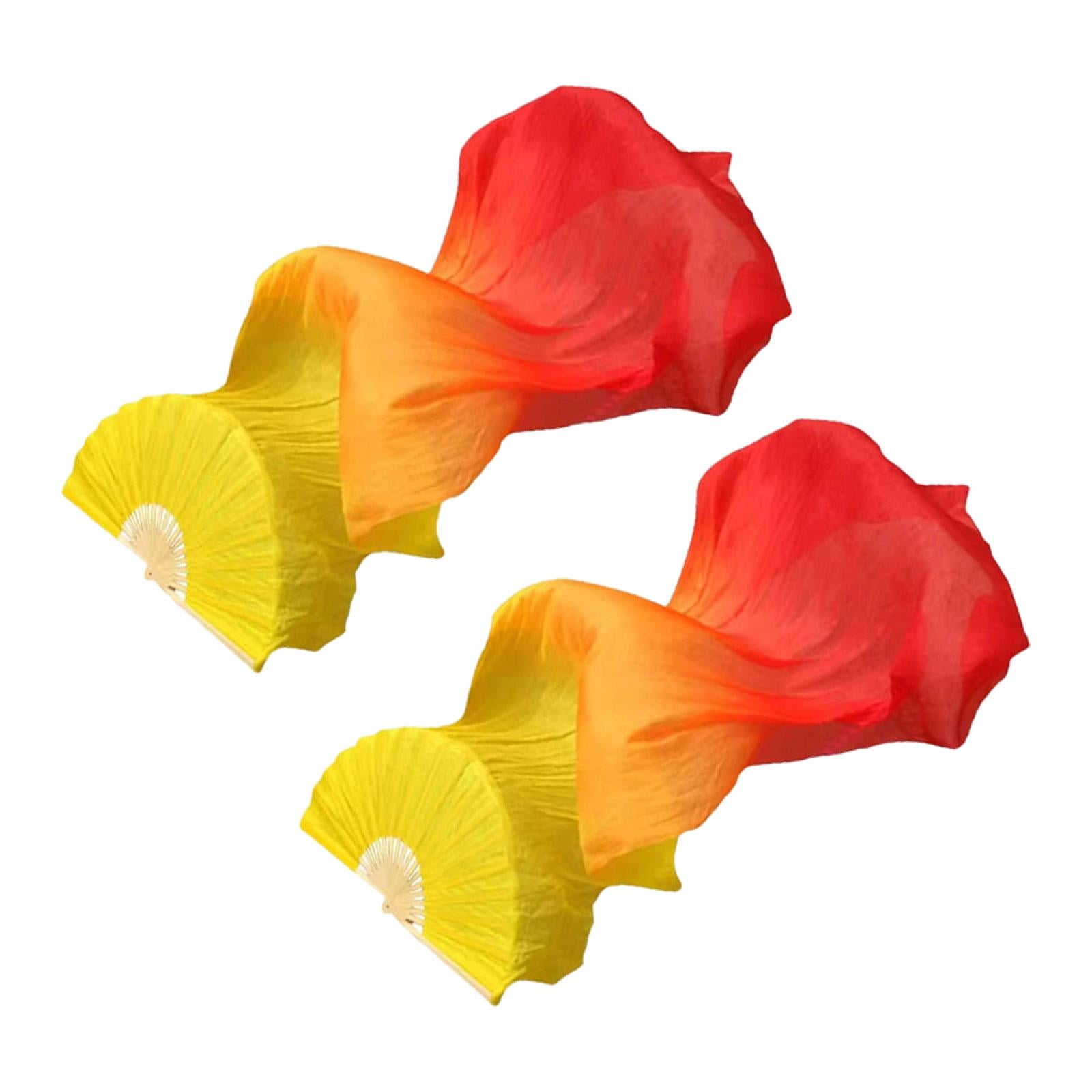 yuksok Belly Dance Silk Veil Fans 6 ft Long for Women Dancers Carnival ...