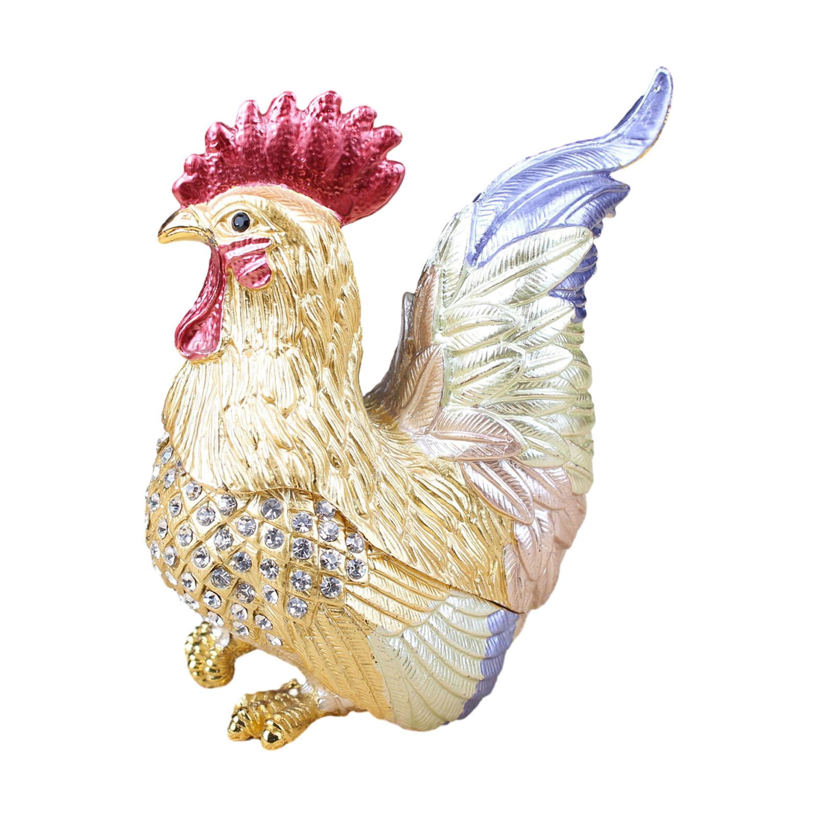 yuksok Enamel Rooster Trinket Box Alloy Keepsake Gift Box Modern for ...