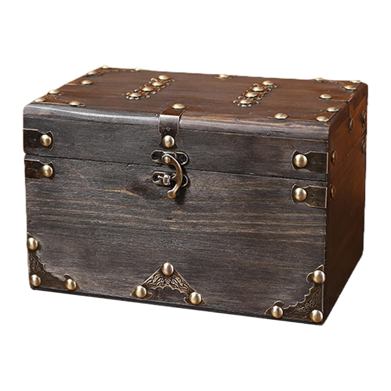yuksok Retro Design Storage Box Decor Wooden Treasure Chest for Photo ...