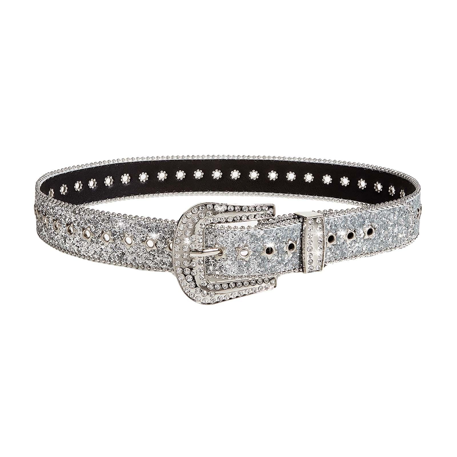 yuksok Rhinestone Belt Bling Stylish for Girls Eyelet Belt for Trousers ...