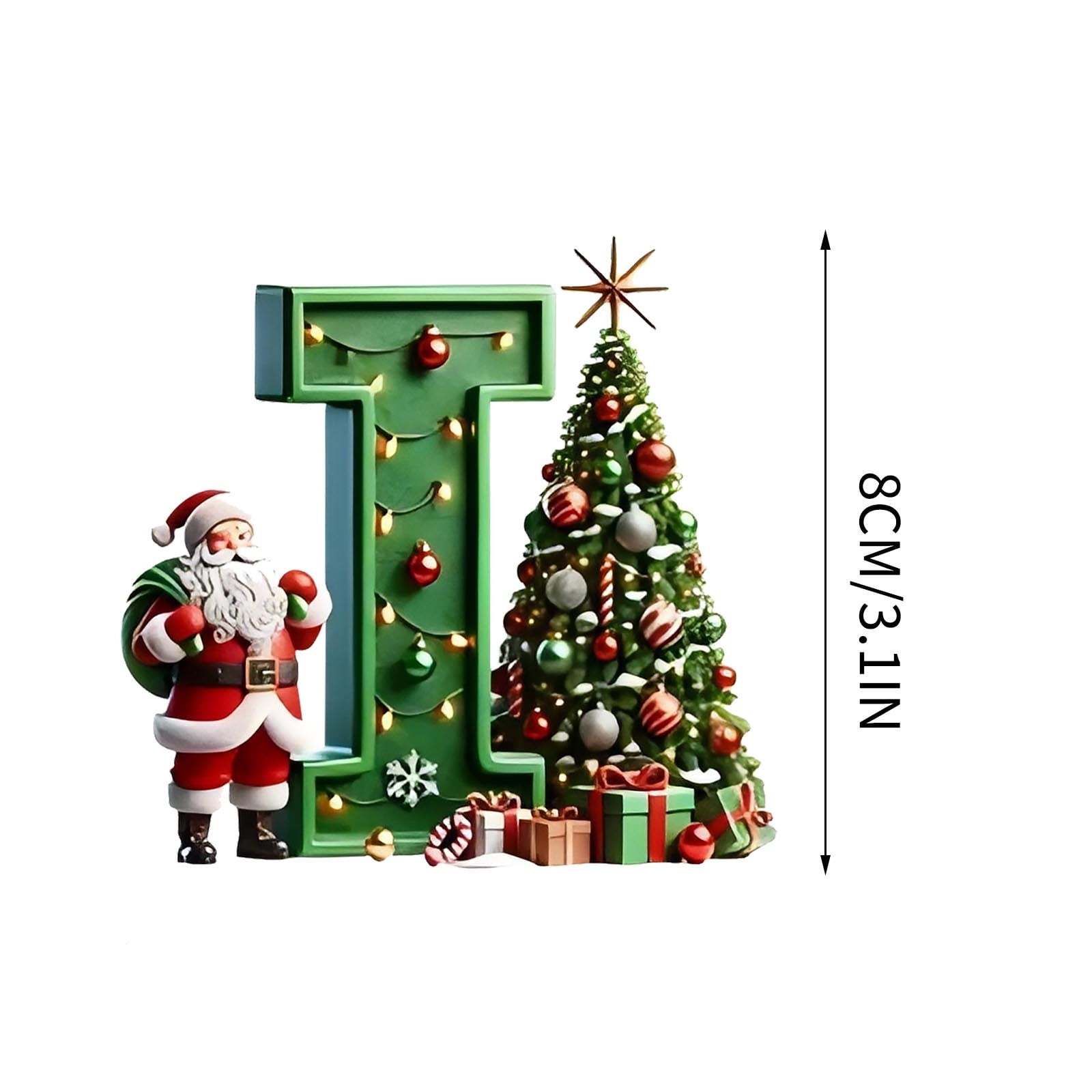 yulier 26 Initial Letter Christmas Ornaments, Green Personalized ...