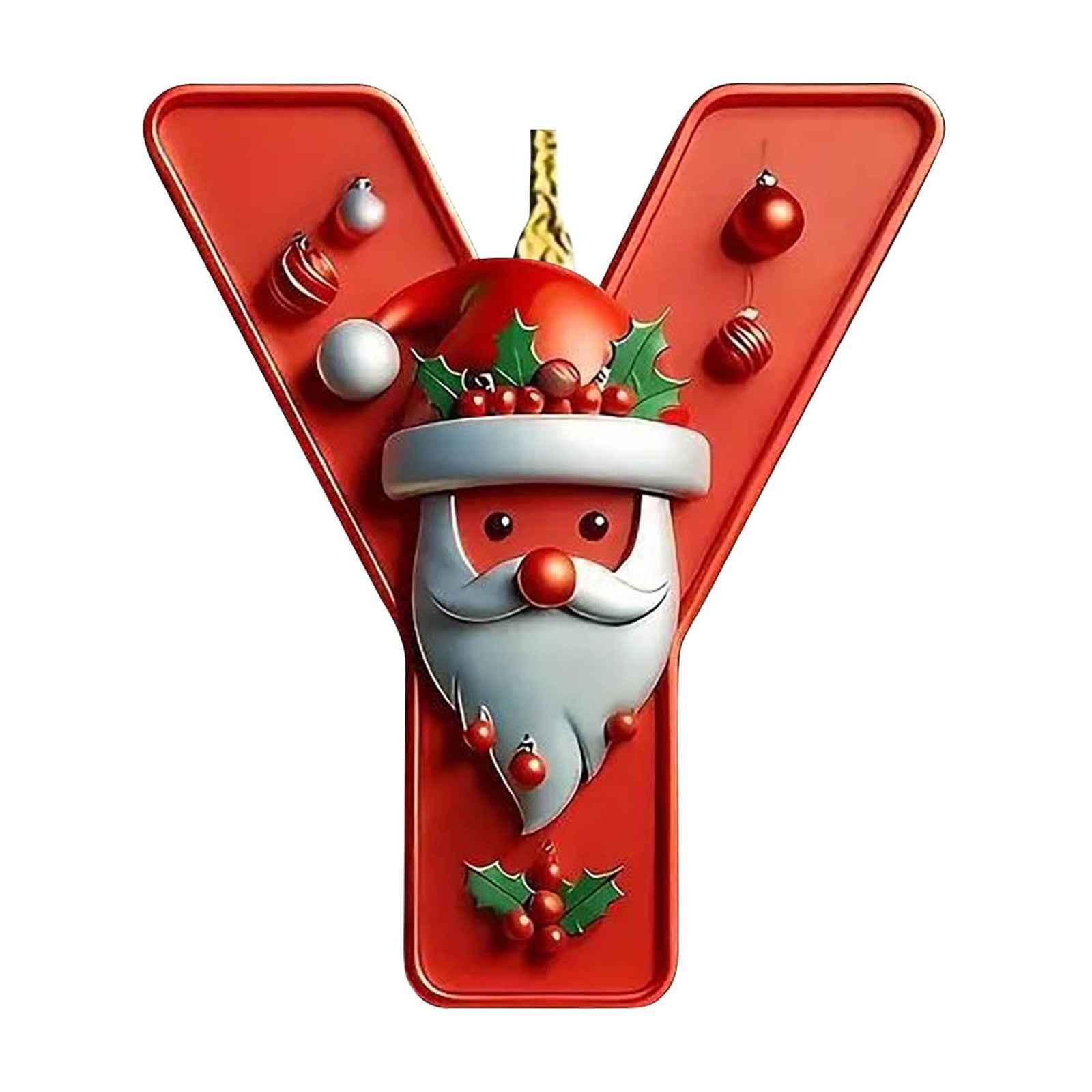 yulier 26 Initial Letter Christmas Ornaments, Red Personalized ...