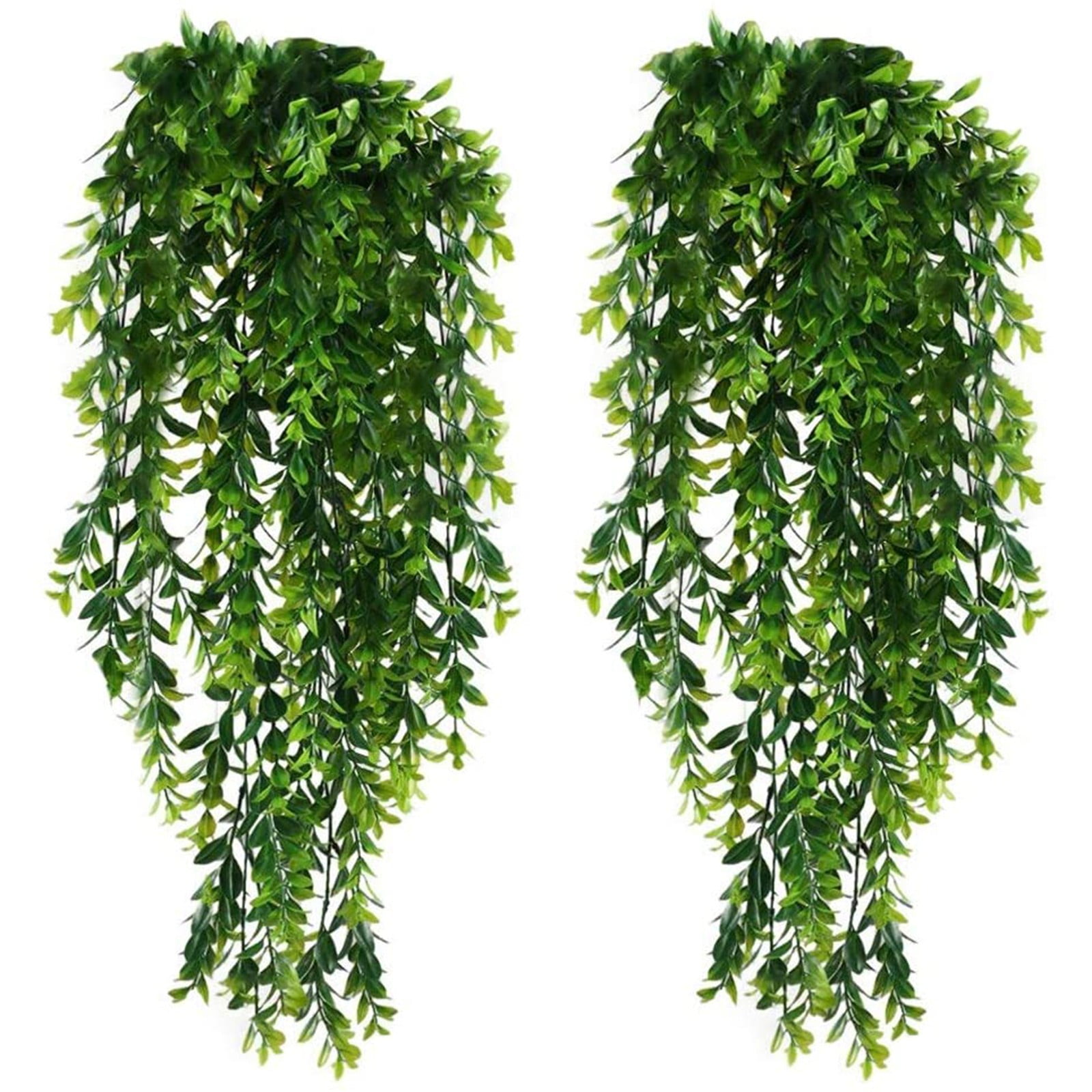 yulier 2pcs Fake Hanging Plants Artificial Plants Fake Green Leaves for ...