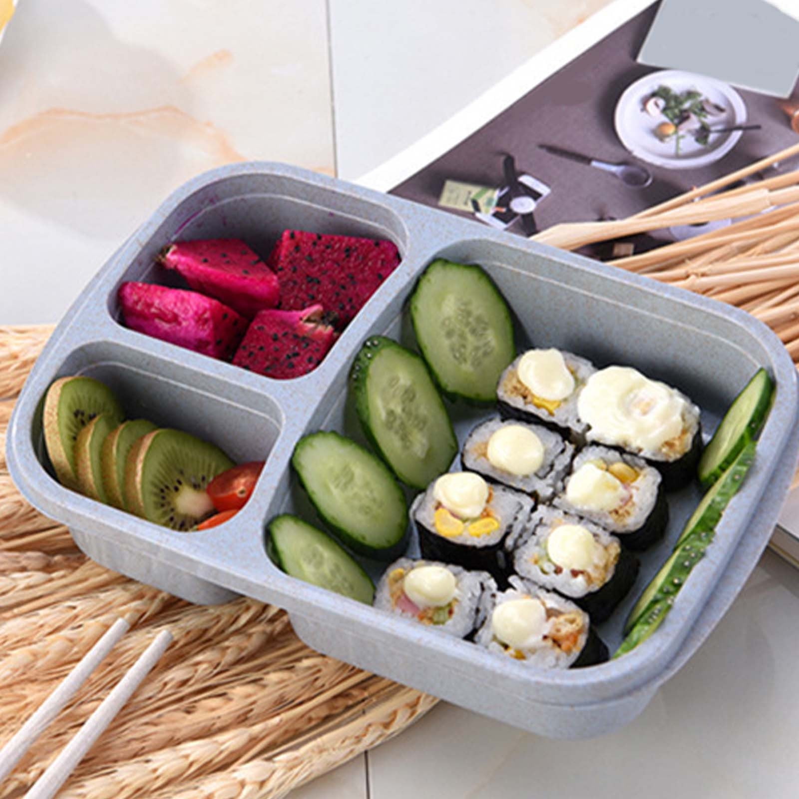 yulier 3 Compartment Meal Prep Containers with Lids Plastic Divided ...